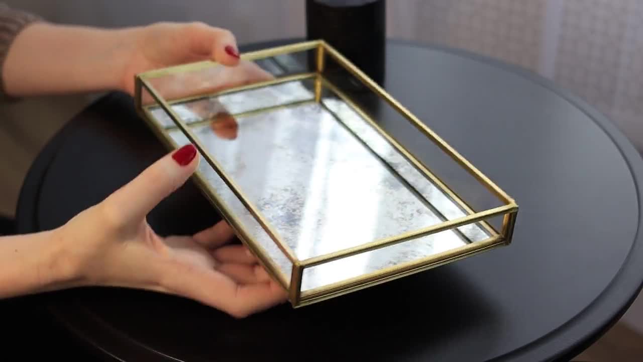 Decorative Trays Home & Living Mirror tray made of aged glass bed tray ...